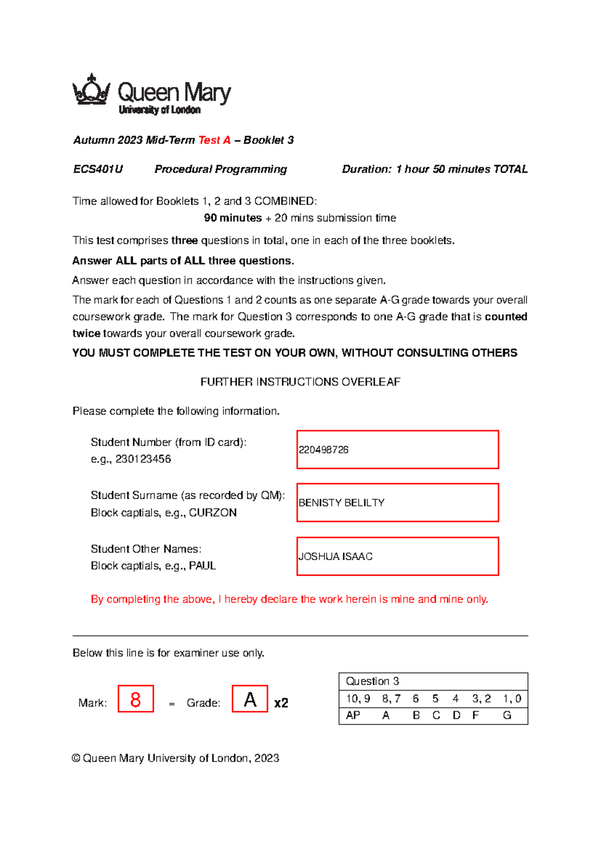 ECS401U Midterm Exam Autumn 2023 - Booklet 3 Instructions - Studocu