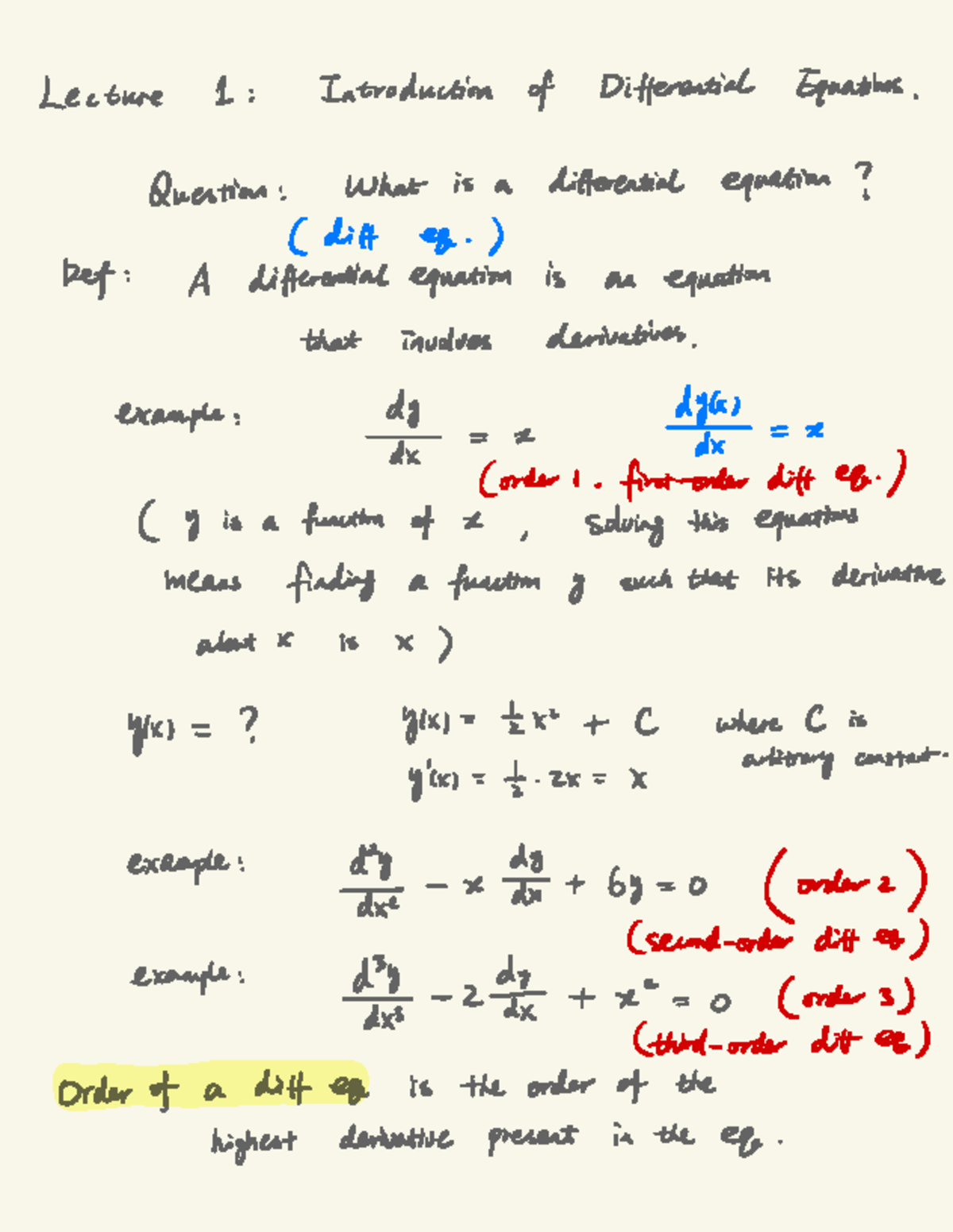 Differential Equations Lecture 1: Introduction and Basic Concepts ...