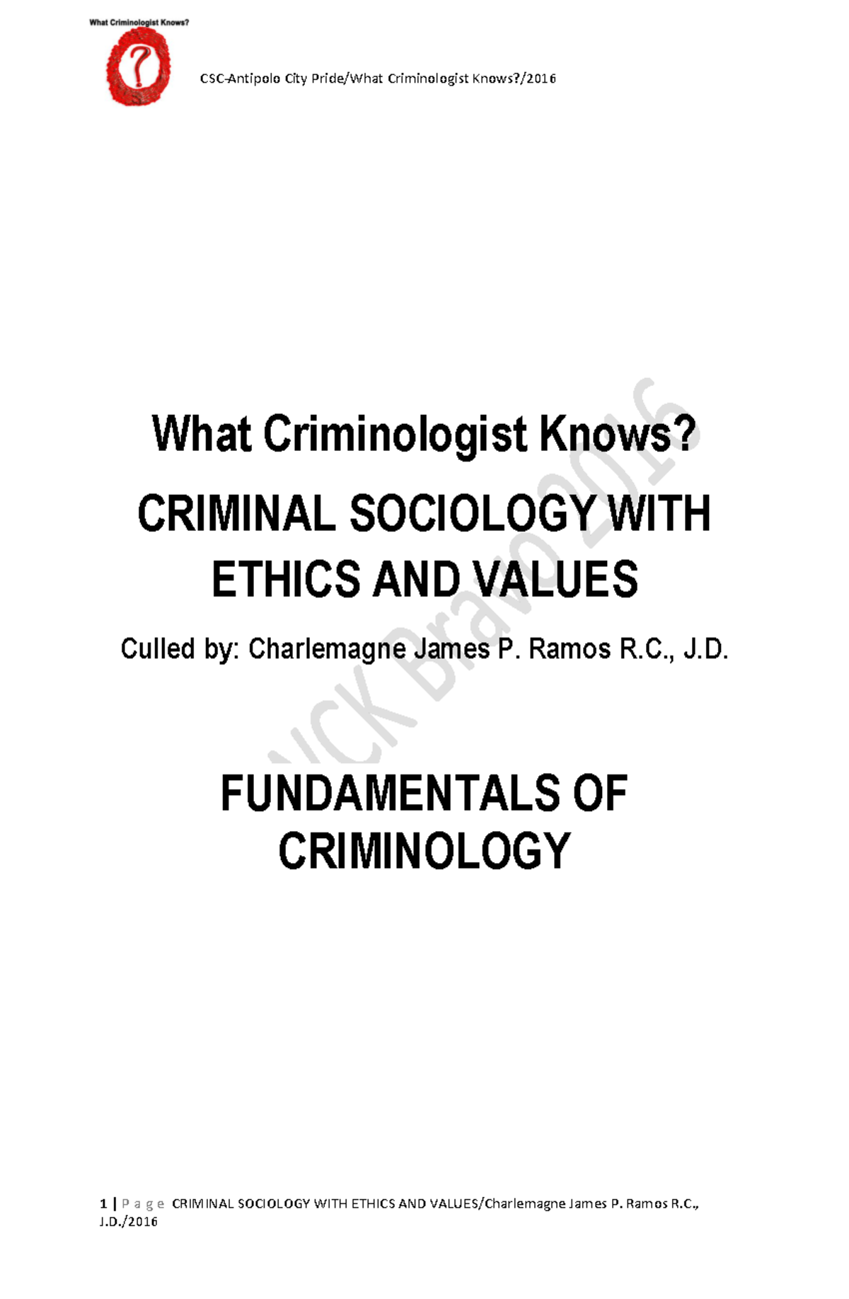 CRIM 101: Fundamentals of Criminology - Key Concepts and Theories - Studocu