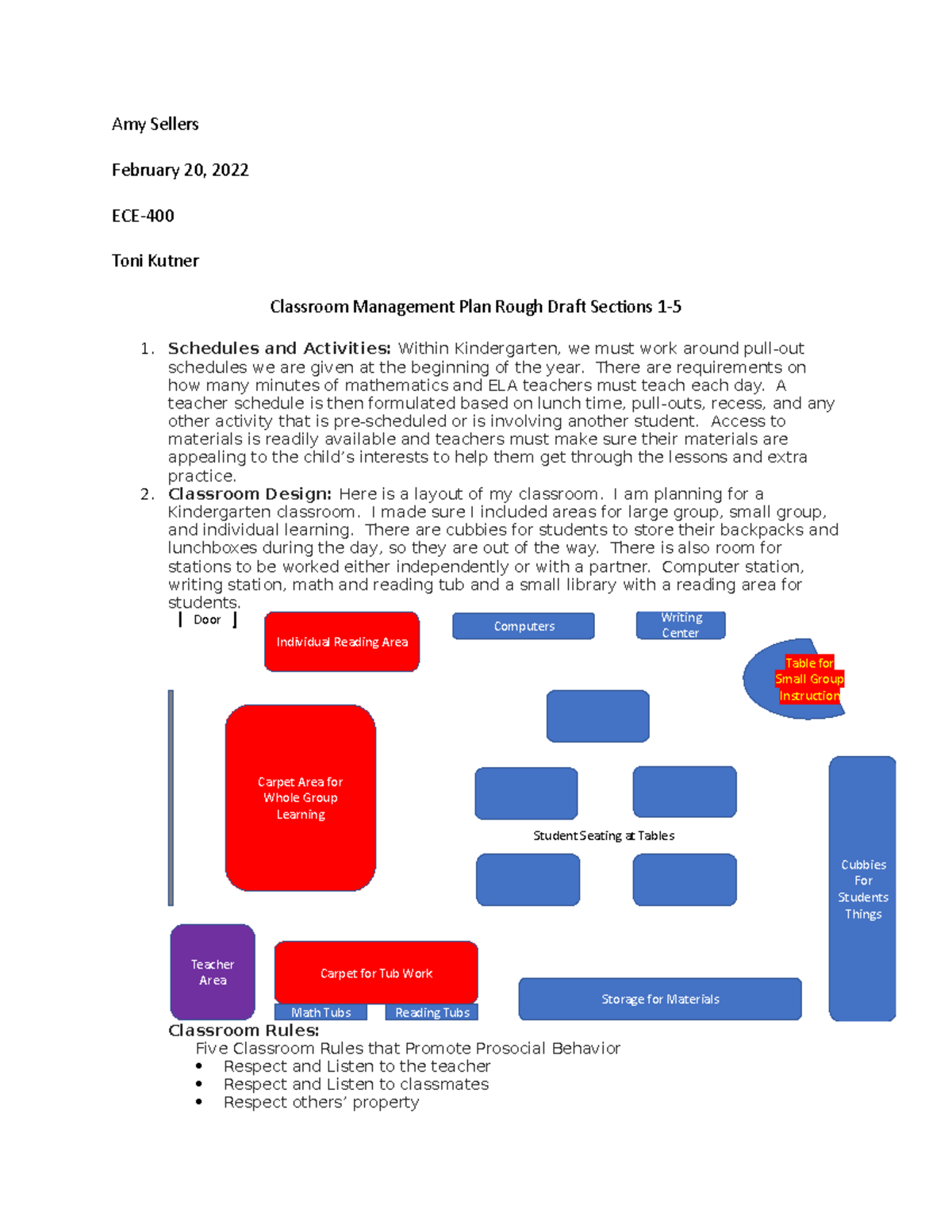 Kindergarten Classroom Management Plan Draft (ECE- Sections 1-5) - Studocu