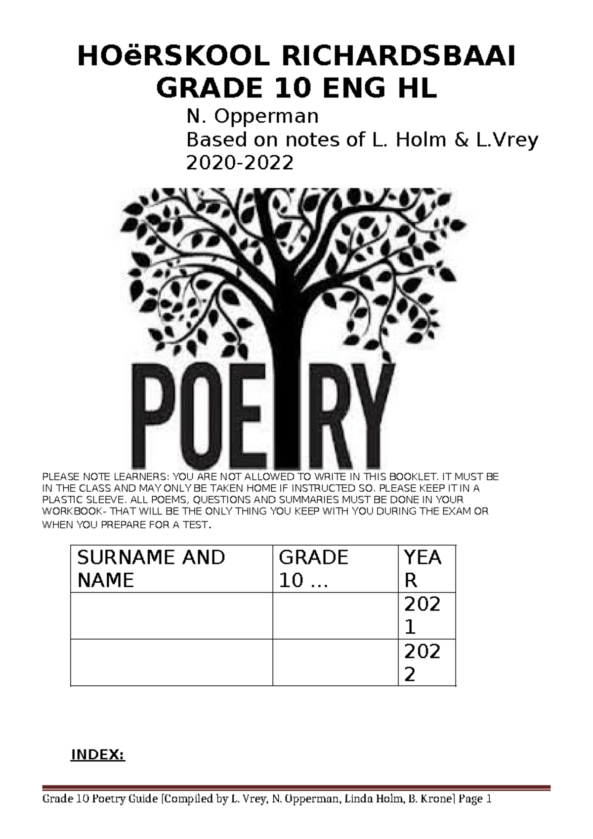 Grade 10 EHL Poetry Study Guide & Notes (2020 Edition) - Studocu