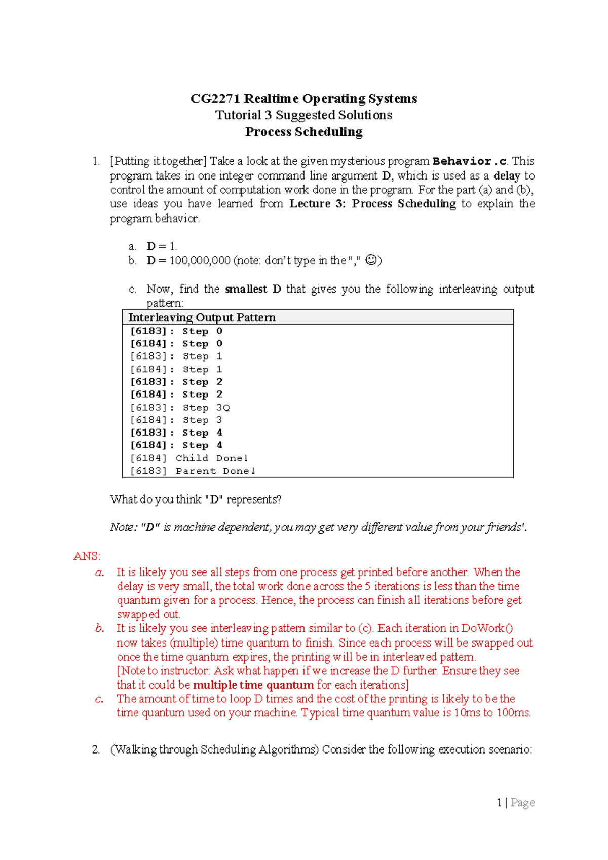 CG2271 Realtime Operating Systems Tutorial 3 Solutions on Process ...