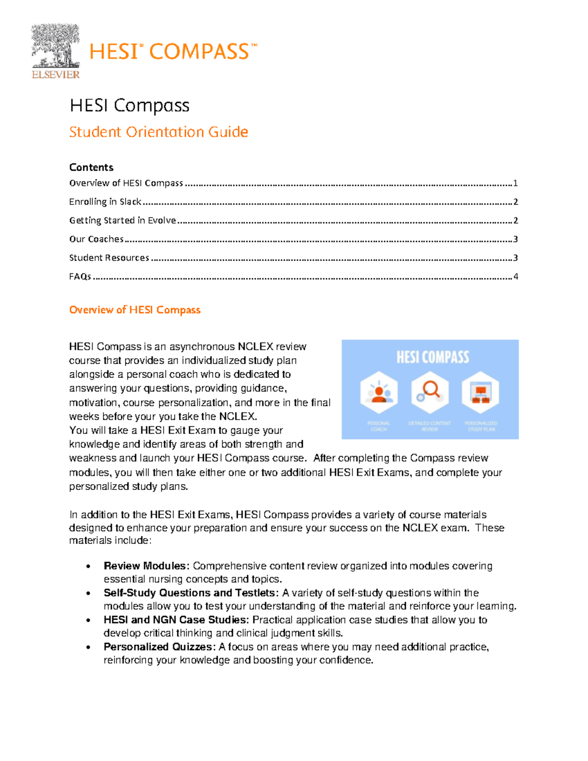 HESI Compass Student Orientation Guide: NCLEX Prep Overview - Studocu