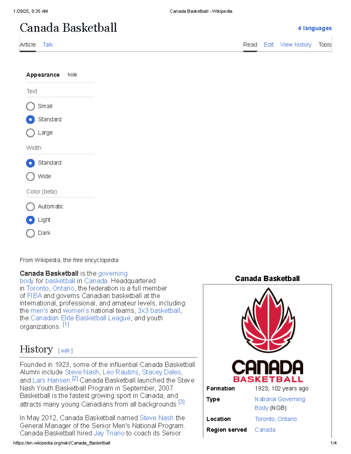 Canada Basketball - Headquartered in Toronto, Ontario, the federation ...