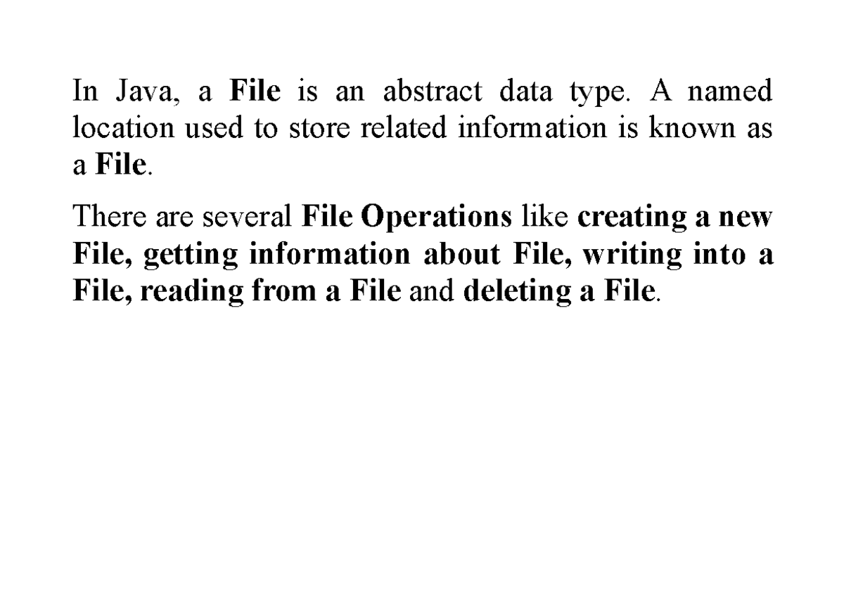Lecture 17 - Java File Operations and Stream Handling - Studocu
