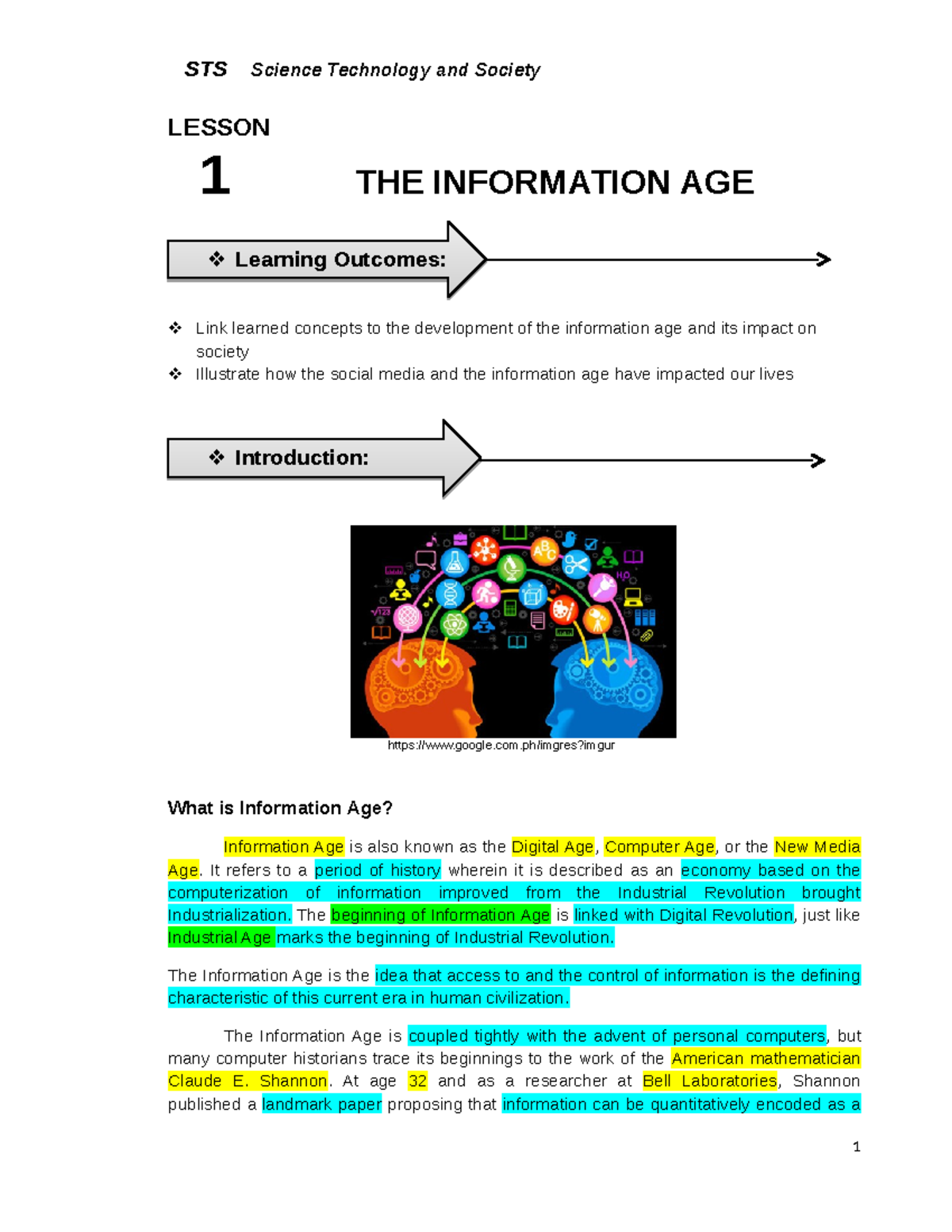 INFO-101 - Lecture Notes on The Information Age and Its Impact - Studocu