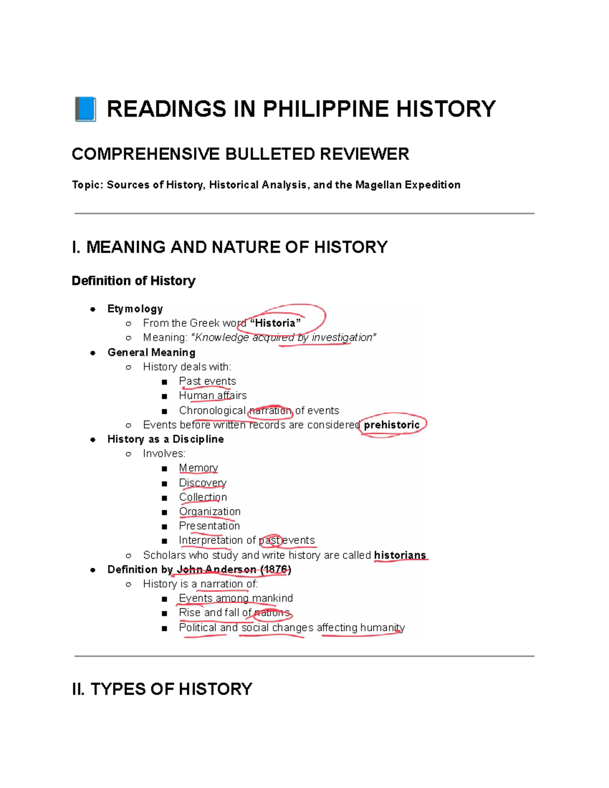 READINGS IN PHILIPPINE HISTORY: COMPREHENSIVE REVIEWER (Prelim) - Studocu