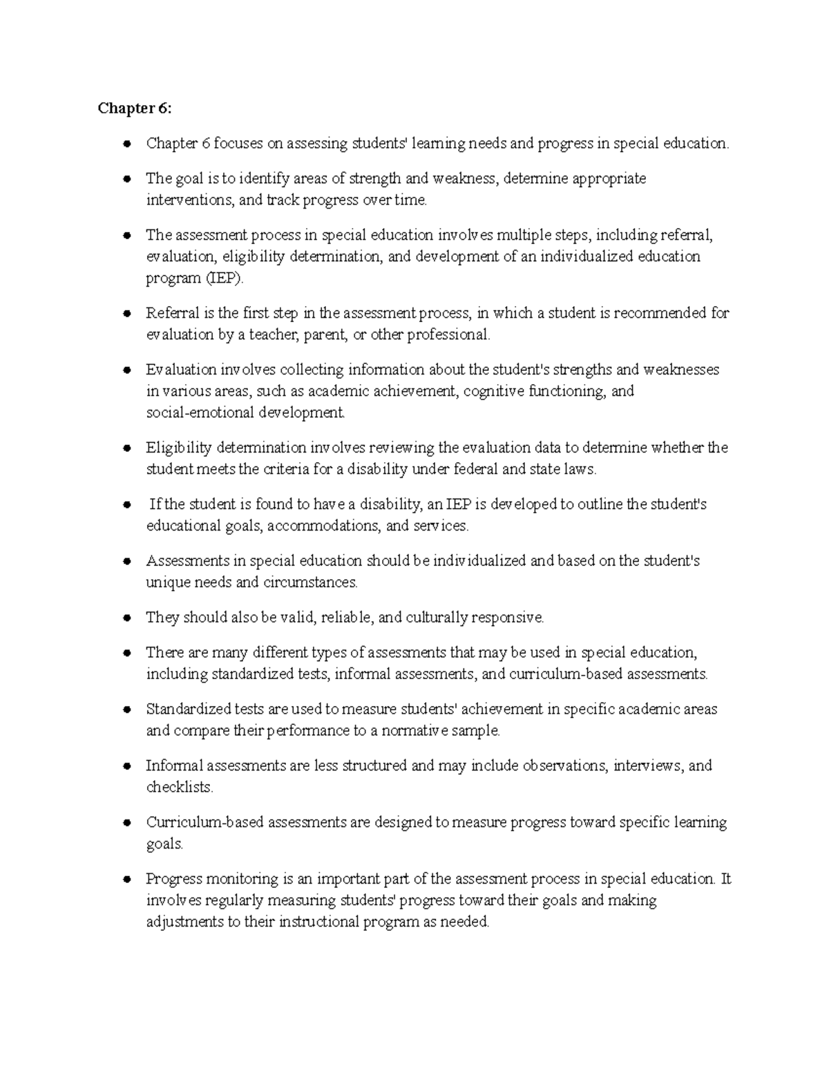 SPED 117 Chapter 6 - Assessing Learning Needs in Special Education ...