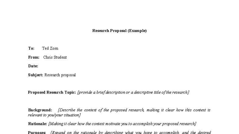 Research Proposal Example for Course XYZ 101 - Studocu