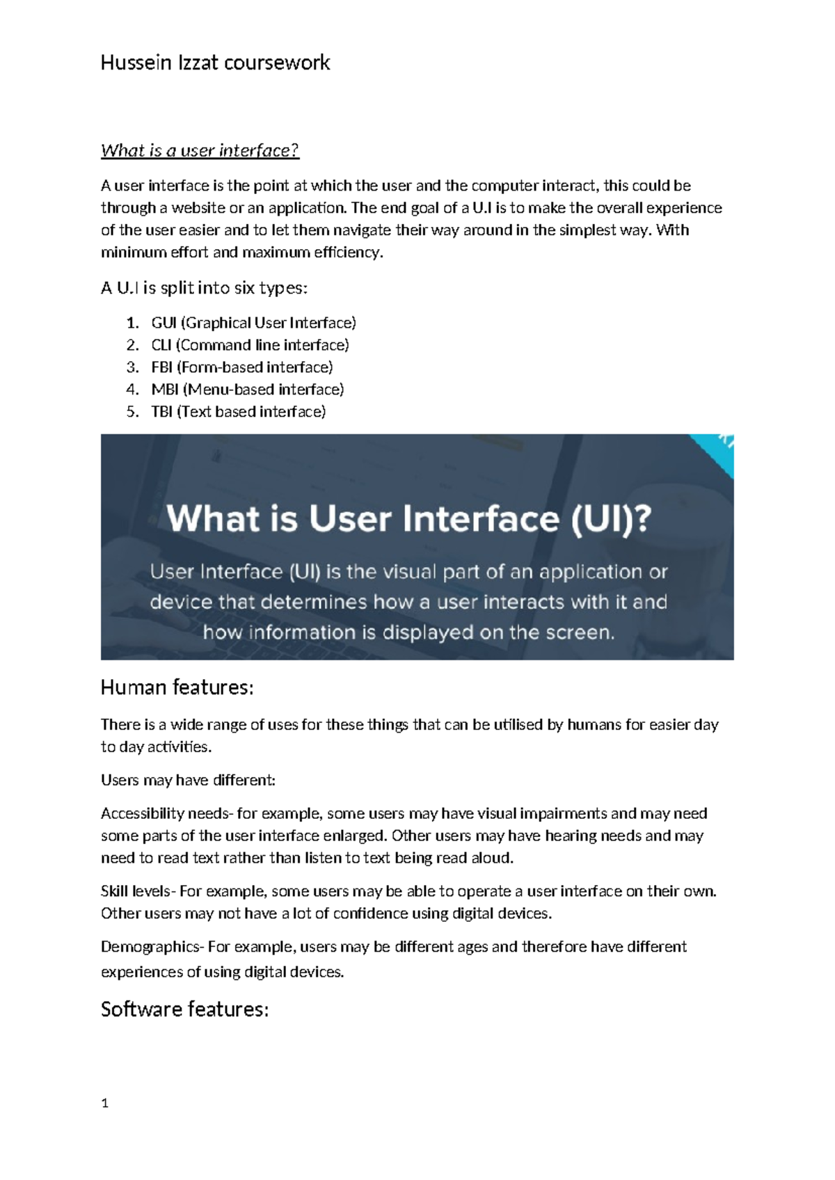 Hussein Izzat Coursework: Understanding User Interface Design ...