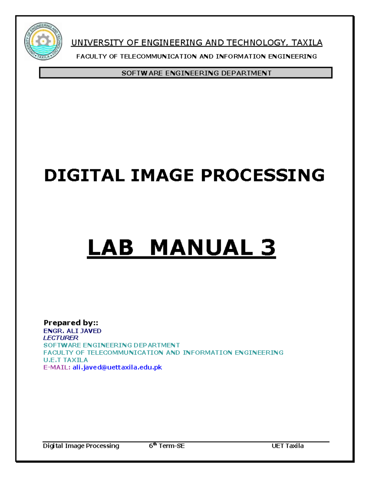 Lab manual 3 DIP - Digital image processing - FACULTY OF TELECOMMUNICATION AND INFORMATION - Studocu
