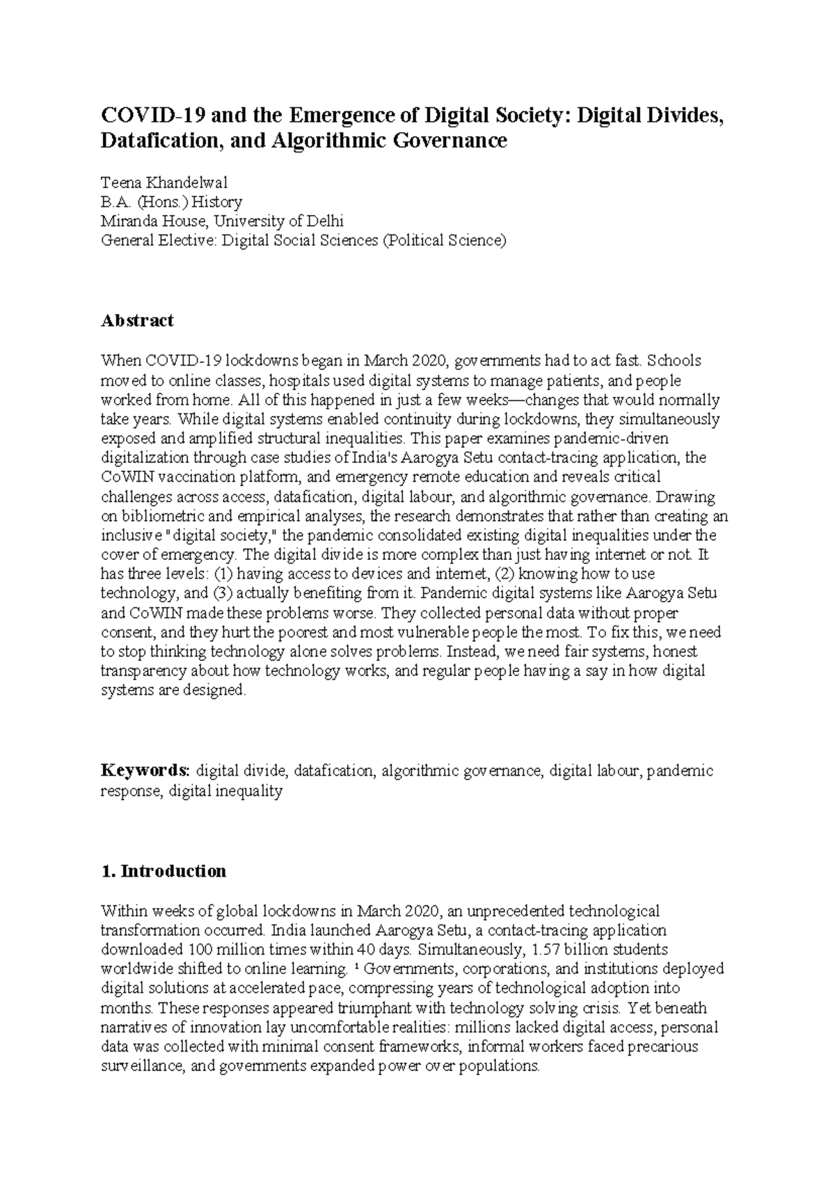 DSS Research Paper: Digital Society, Inequality, and Algorithmic ...