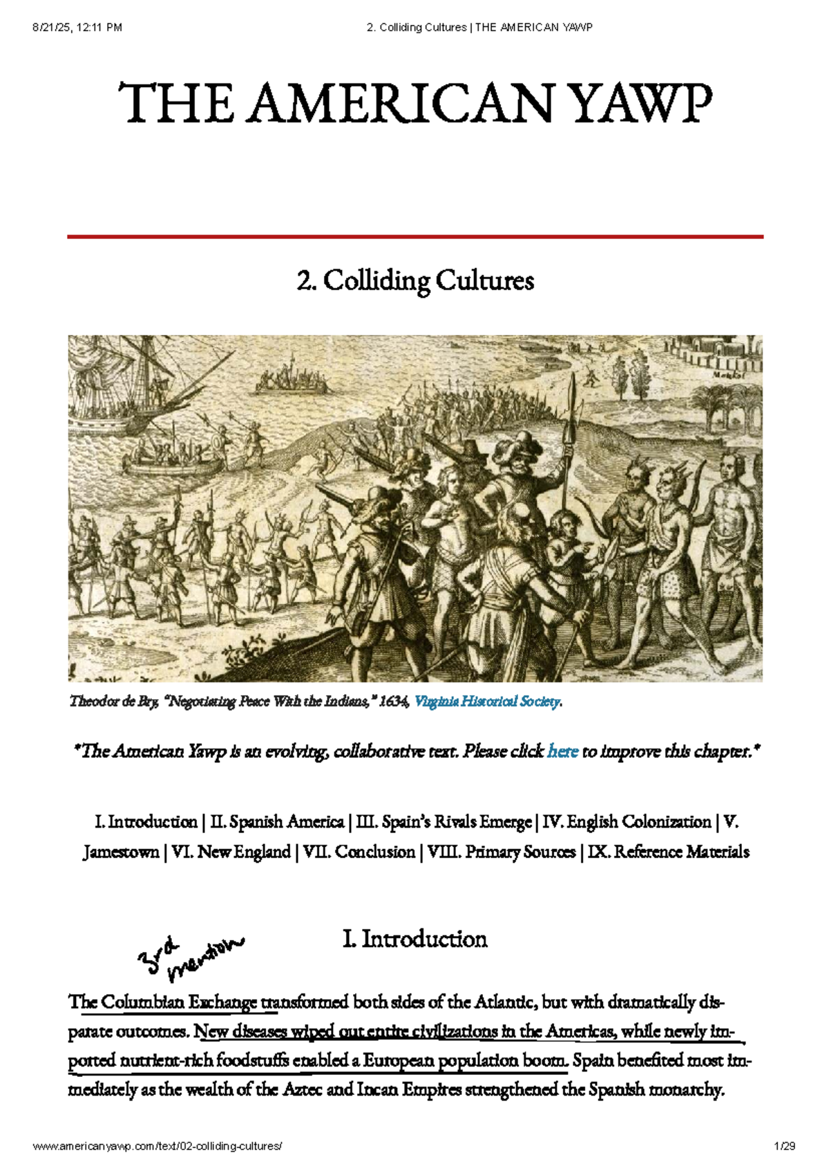 Colliding Cultures in Early America: Historical Perspectives (HIST 101 ...