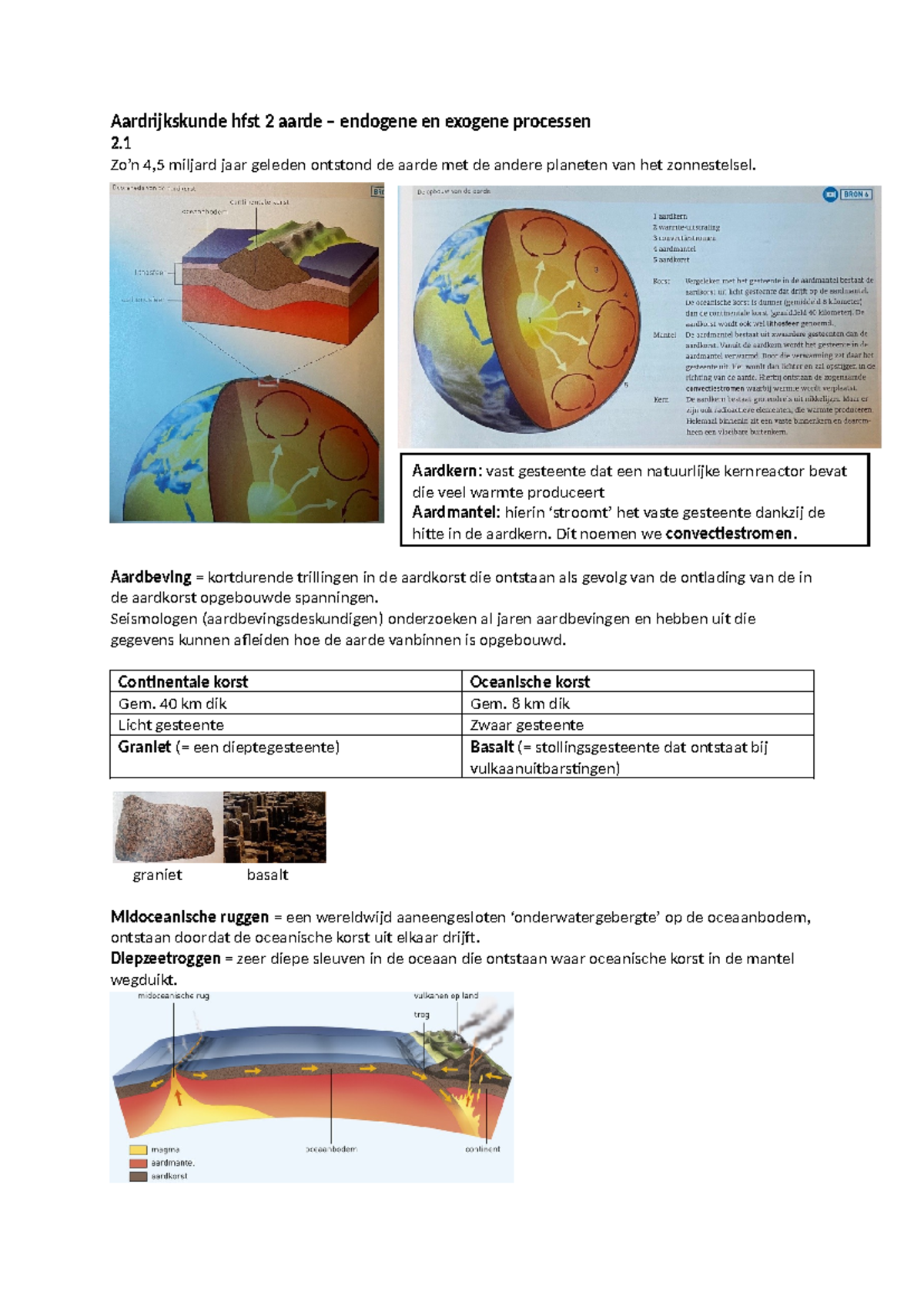 Samenvatting Aardrijkskunde Hfst 2: Aarde - Endogene en Exogene ...