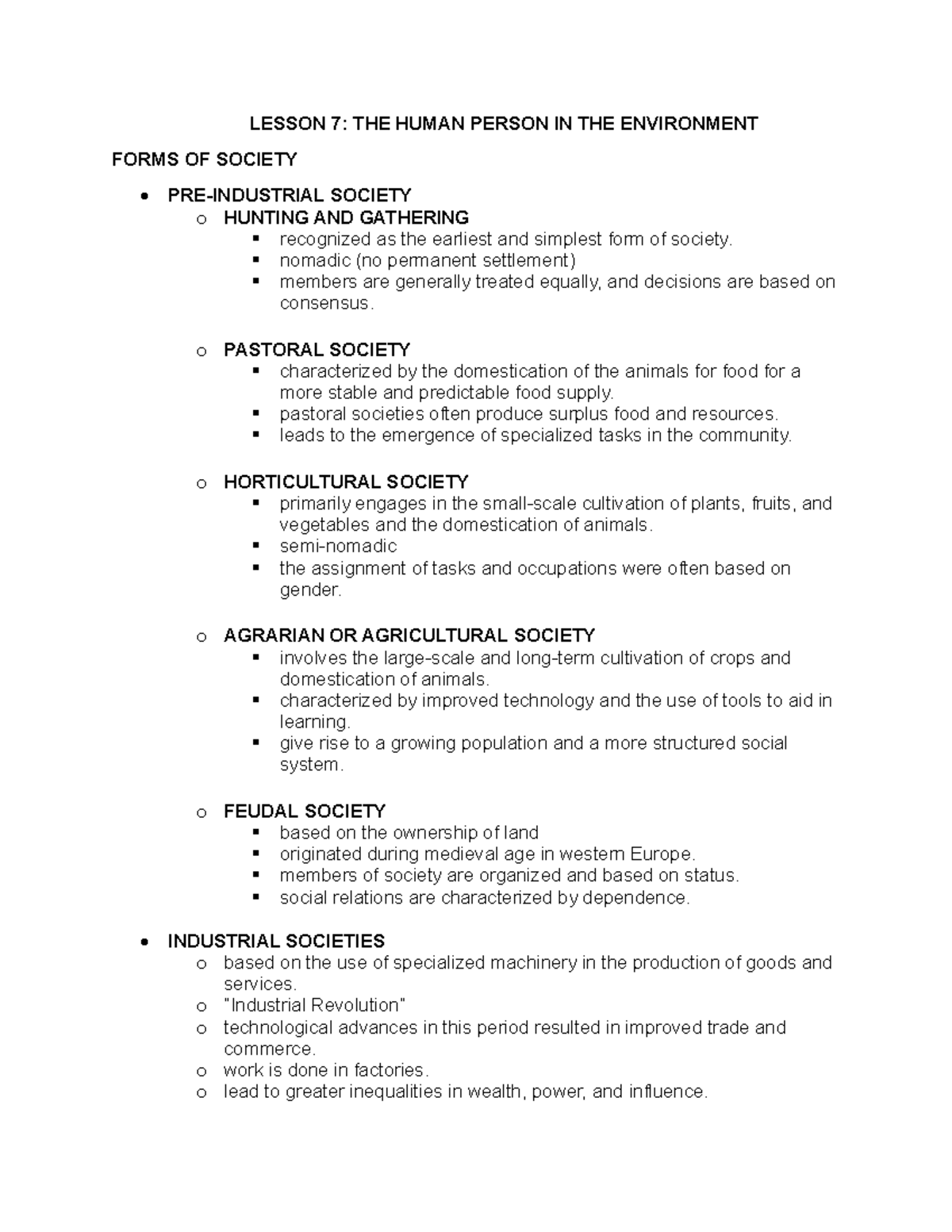 handouts ni mare - LESSON 7: THE HUMAN PERSON IN THE ENVIRONMENT FORMS ...