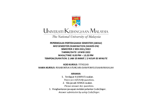 Tutorial Tree [Student] 2024 - Section A: TK 1143 Program Design TREE Instruction: Answer all ...