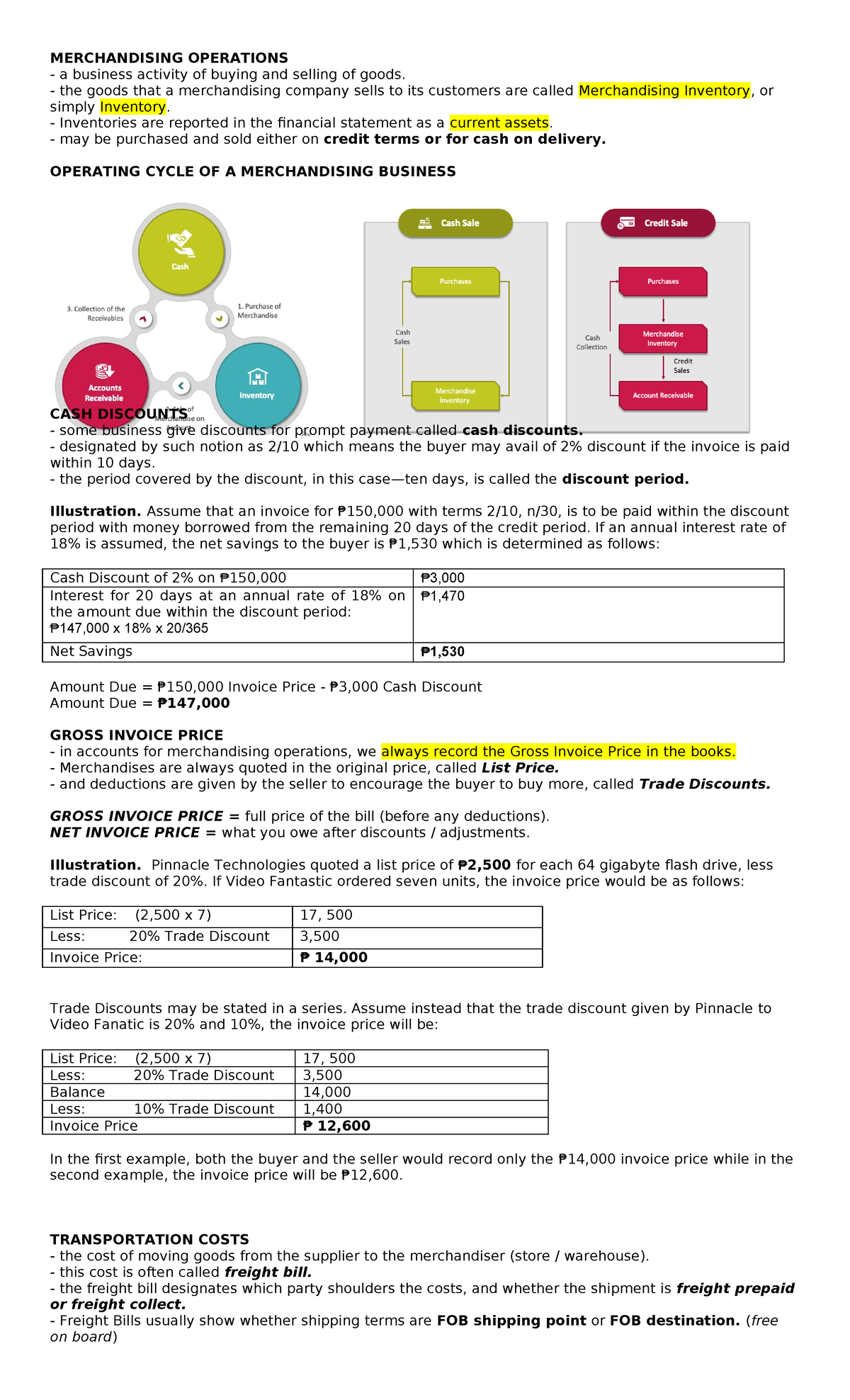 Merchandising Operations (BUS 101): Key Concepts and Practices - Studocu