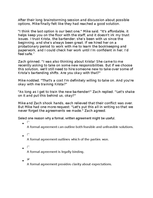 Unit 2 Challenge 2.3 Conflict Resolution Sophia Learning - Sarah and ...