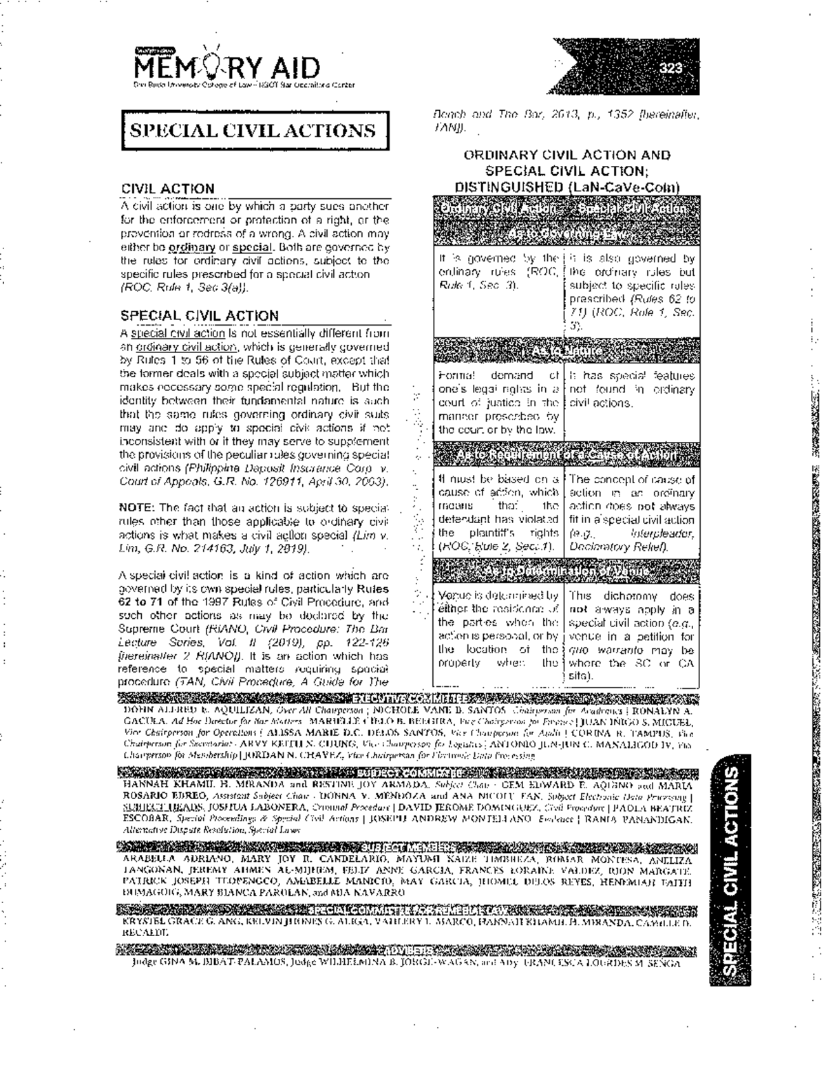 AID SBU Remedial Law: Special Civil Actions Memory Aid (2021) - Studocu