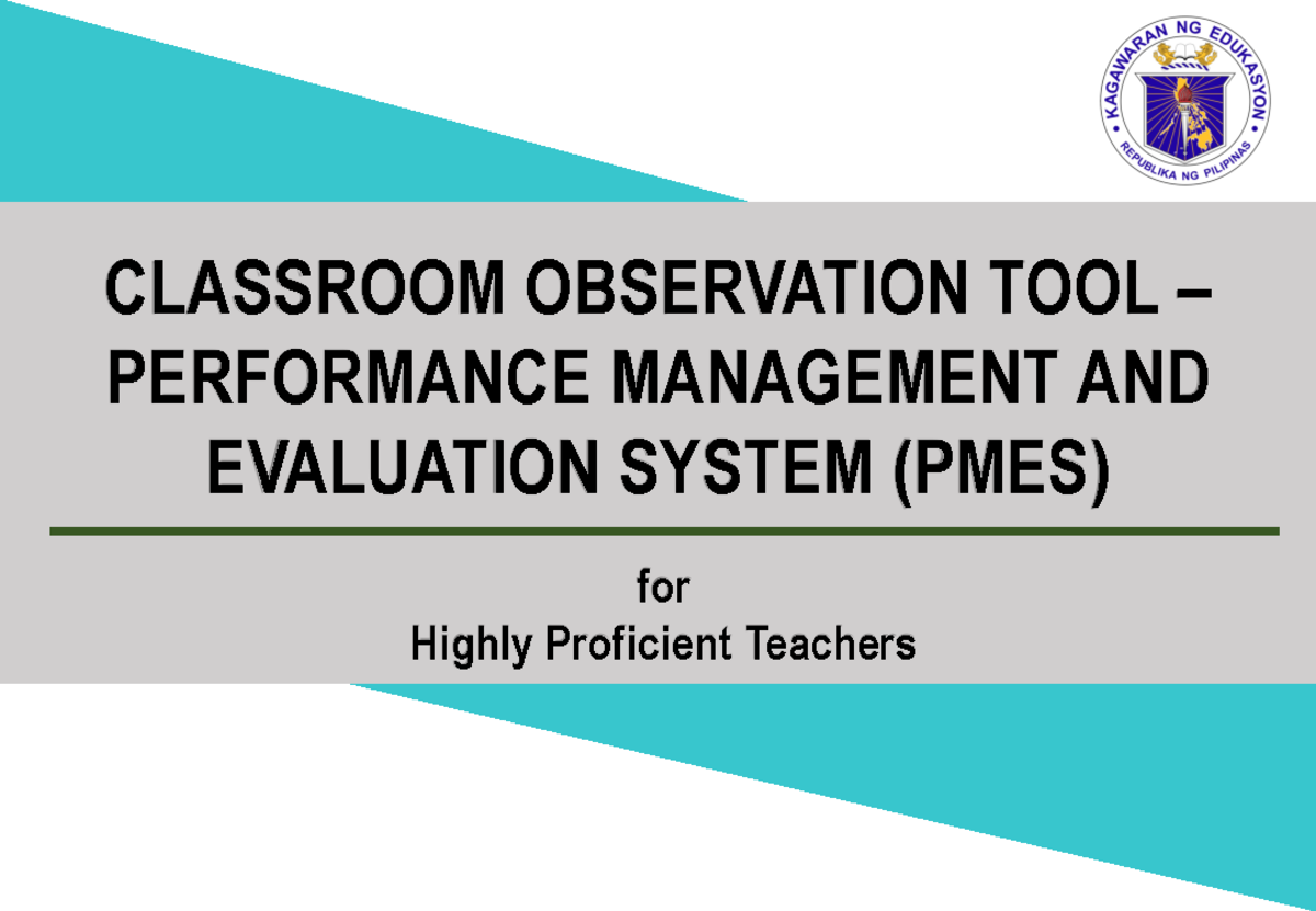 COT-Rubric for Highly Proficient Teachers in PMES Evaluation System ...