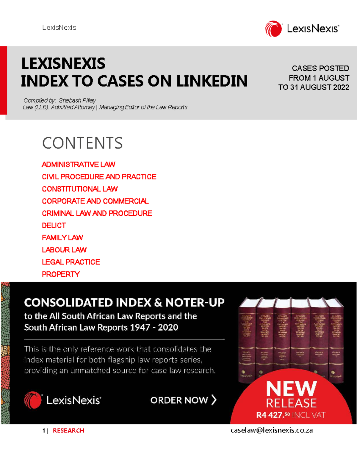 Case Law Index: August 2022 - LexisNexis LLB Insights - Studocu