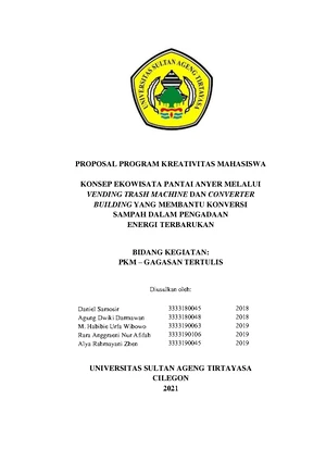 Full Proposal PKM Kewirausahaan (PKM-K) - PROPOSAL PROGRAM KREATIVITAS MAHASISWA PENGGUNAAN ECO ...