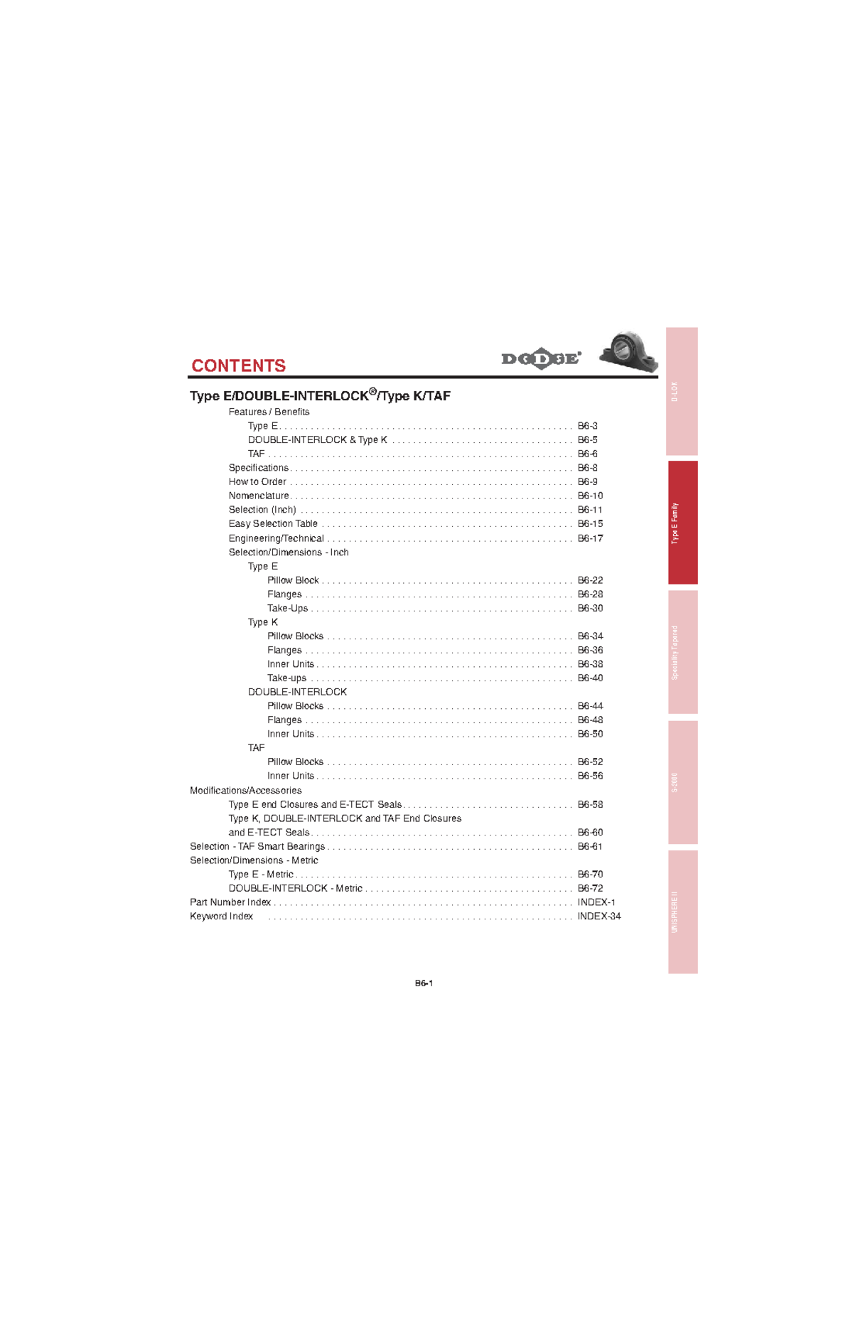 DODGE Type E, K, and TAF Bearing Catalog Overview - Studocu