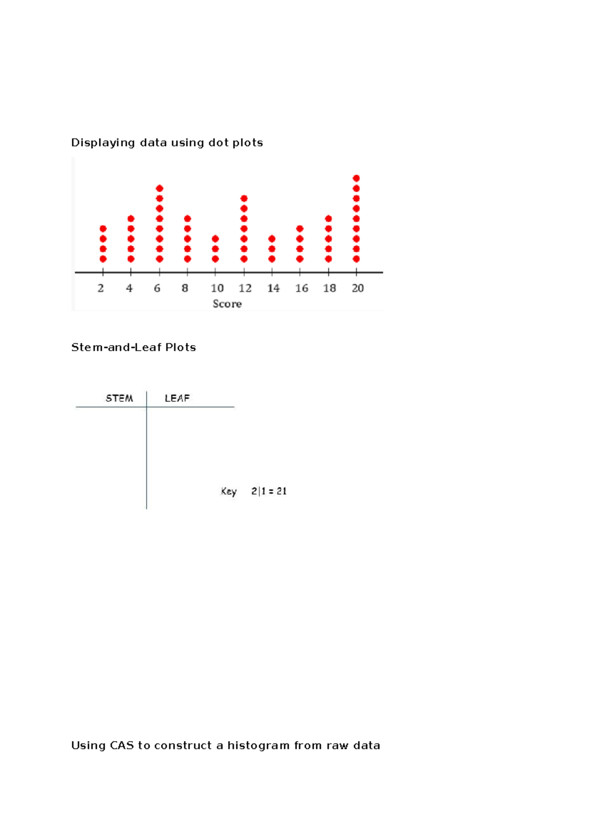 Displaying data using dot plots - Displaying data using dot plots Stem ...