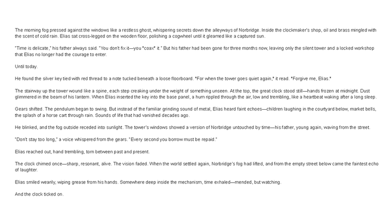 The Clockmaker's Son: A Tale of Time in Norbridge - Studocu