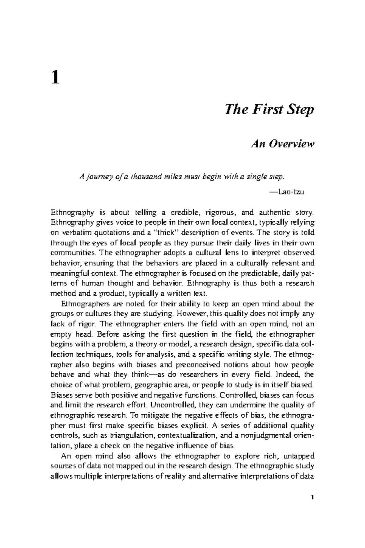 ETHNOGRAPHY 1: The First Step - An Overview of Ethnographic Research ...