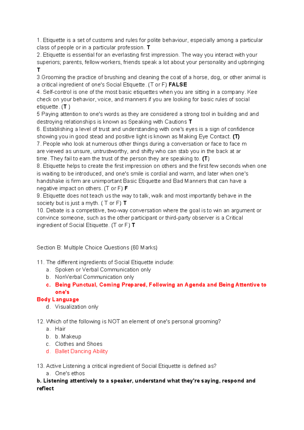 Revision Module 5 - Etiquette is a set of customs and rules for polite ...