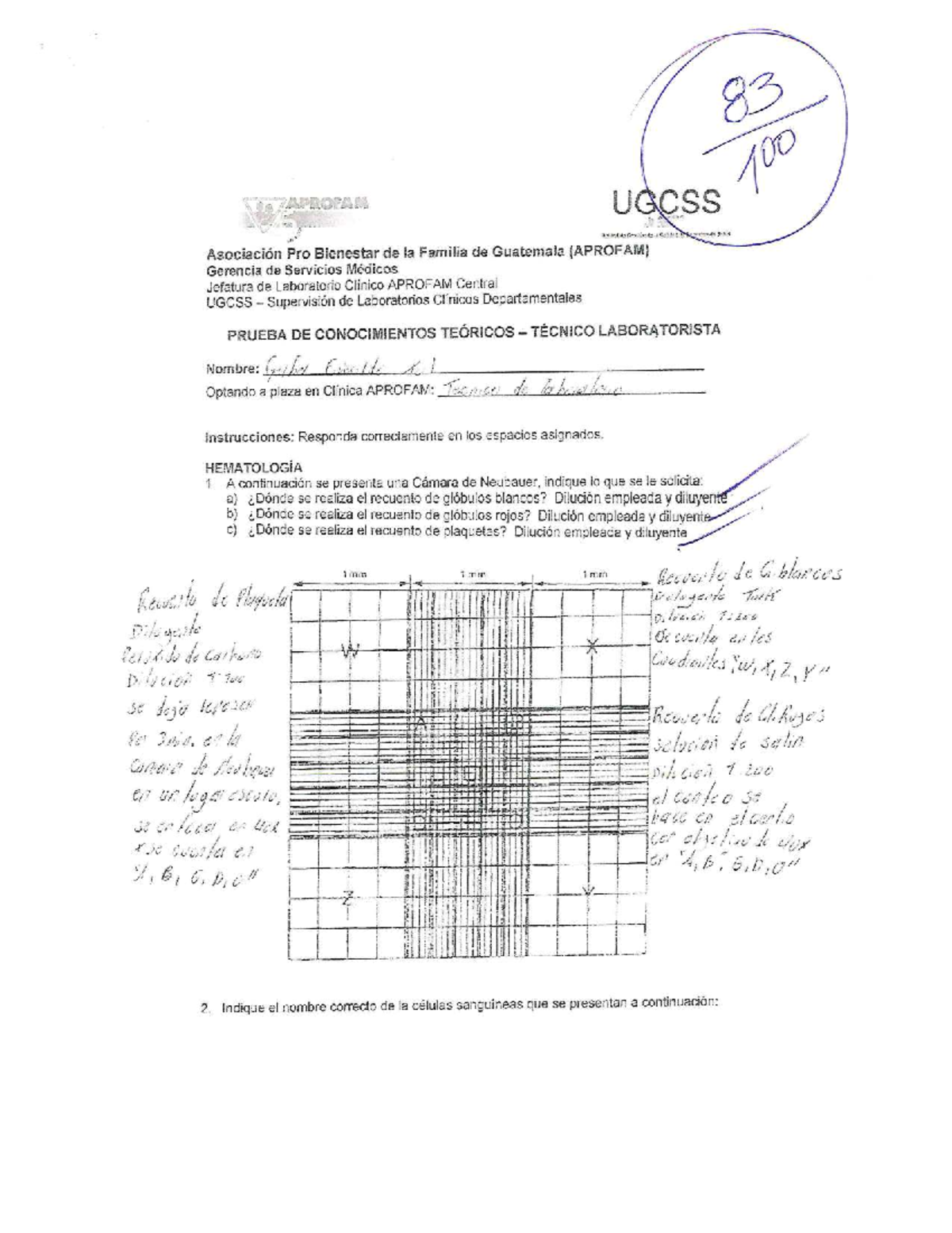 Prueba de Conocimientos UGCSS Técnico Laboratorista - Gerber Xol - Studocu