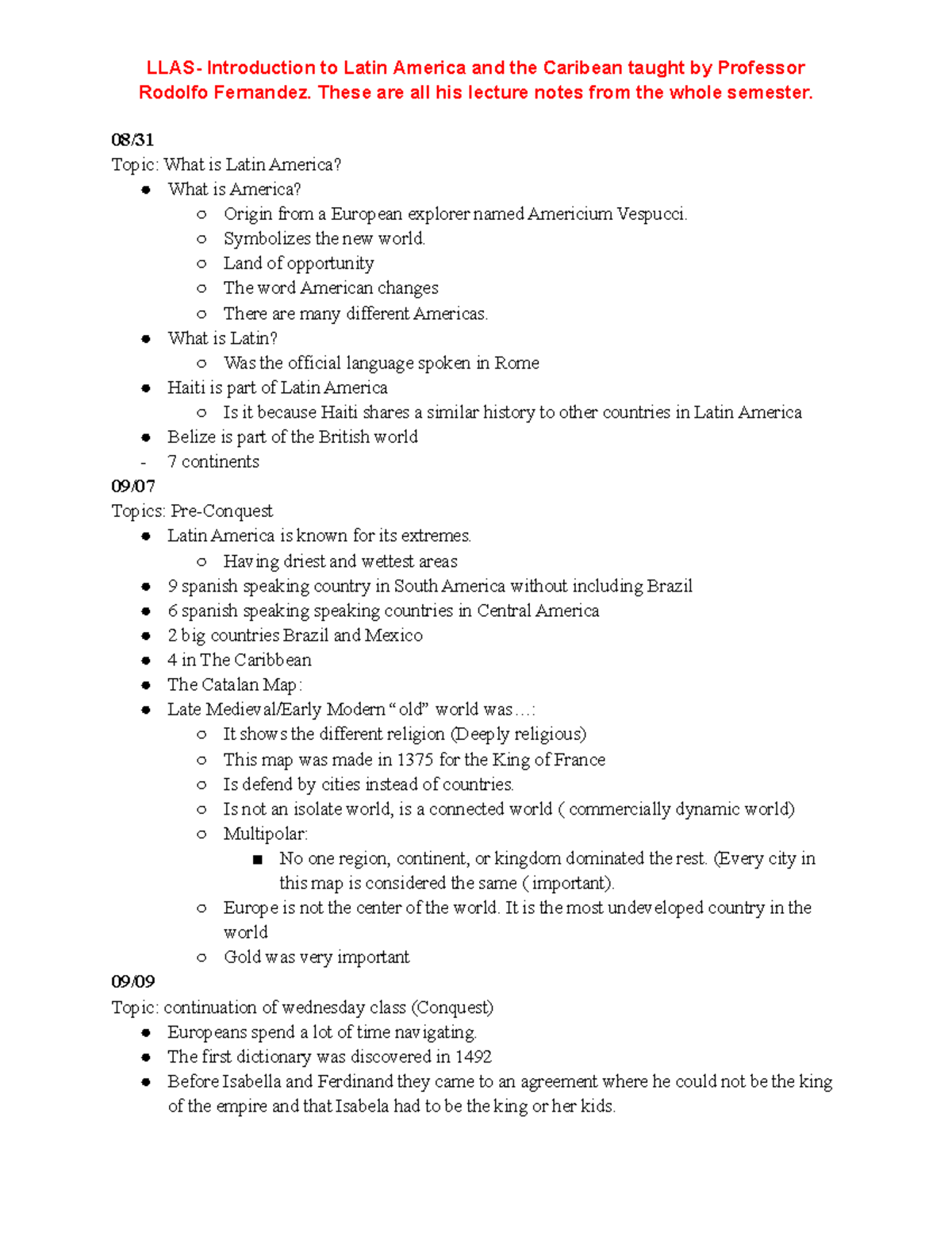 LLAS- Introduction to Latin America and the Caribean taught by ...