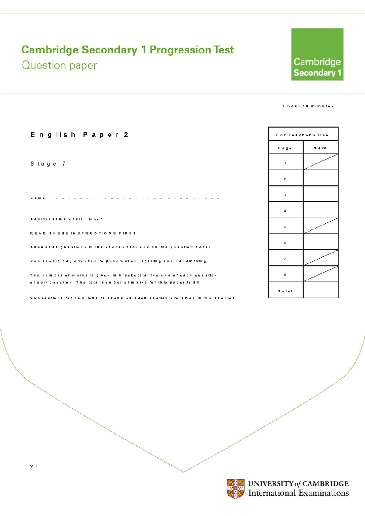 360301329 Secondary Progression Test Stage 7 English Paper 2 pdf ...
