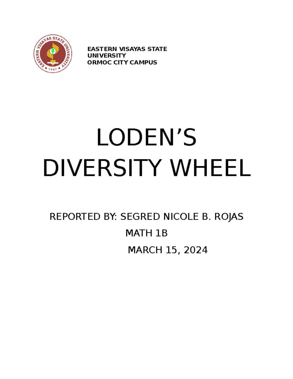 Loden's Diversity Wheel: Understanding Dimensions in MATH 1B - Studocu