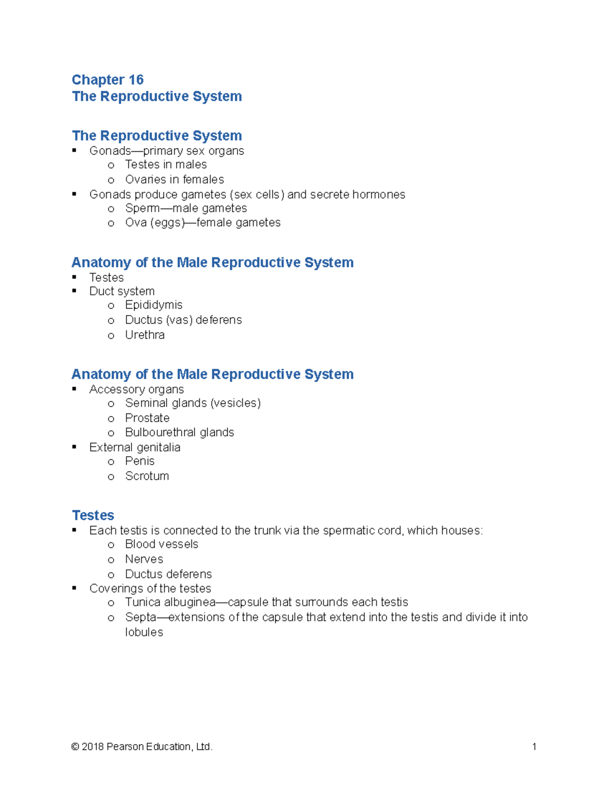 Summary notes for chapter 16: The reproductive system - Studocu