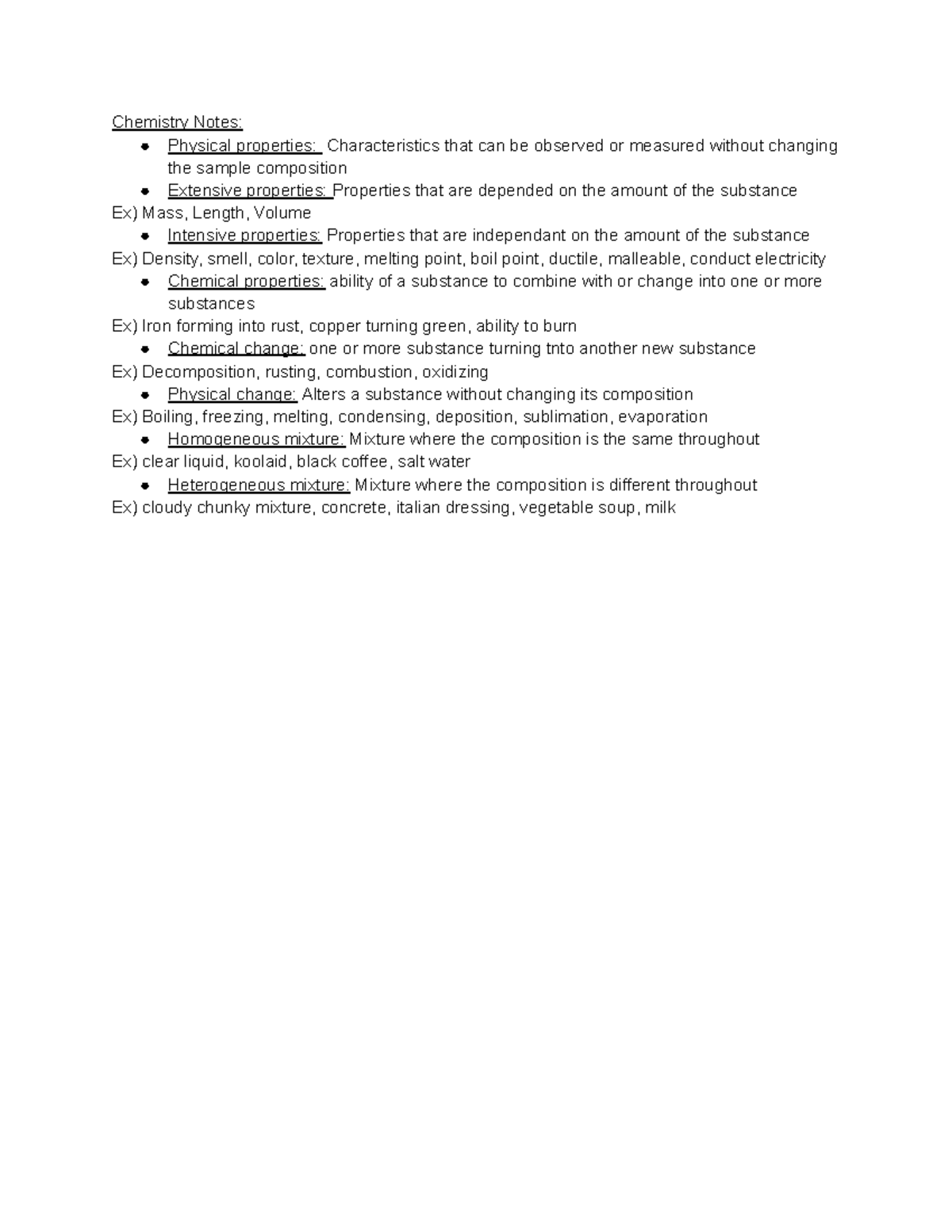 Chemisty Notes chapter 4 - Chemistry Notes: Physical properties ...