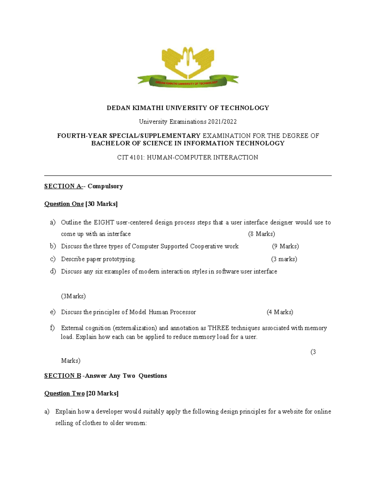CIT 4101: User Interface Design Exam Questions and Concepts - Studocu