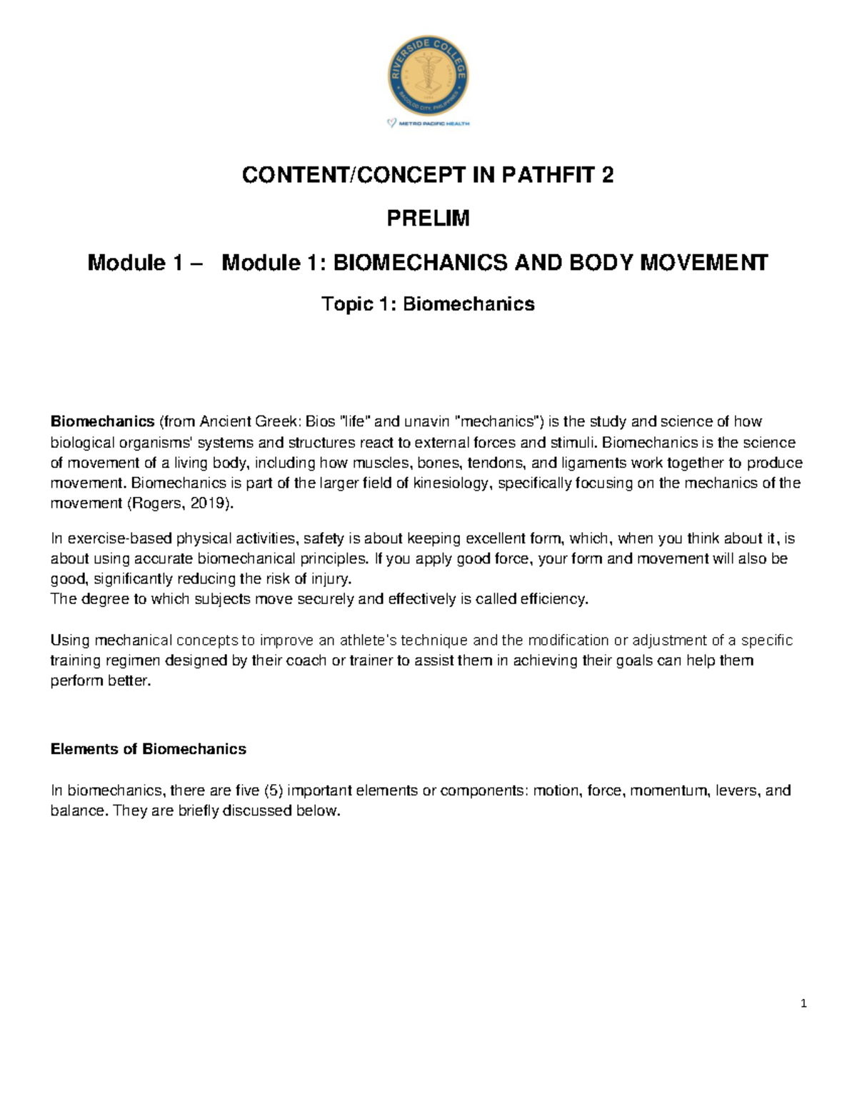 Pathfit 2- Handouts-A.Y-2024-2025 - CONTENT/CONCEPT IN PATHFIT 2 PRELIM ...