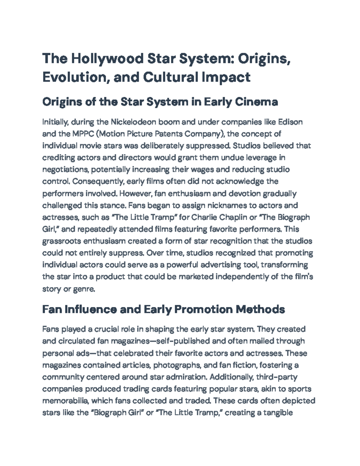 The Hollywood Star System: Evolution, Marketing, and Cultural Impact ...