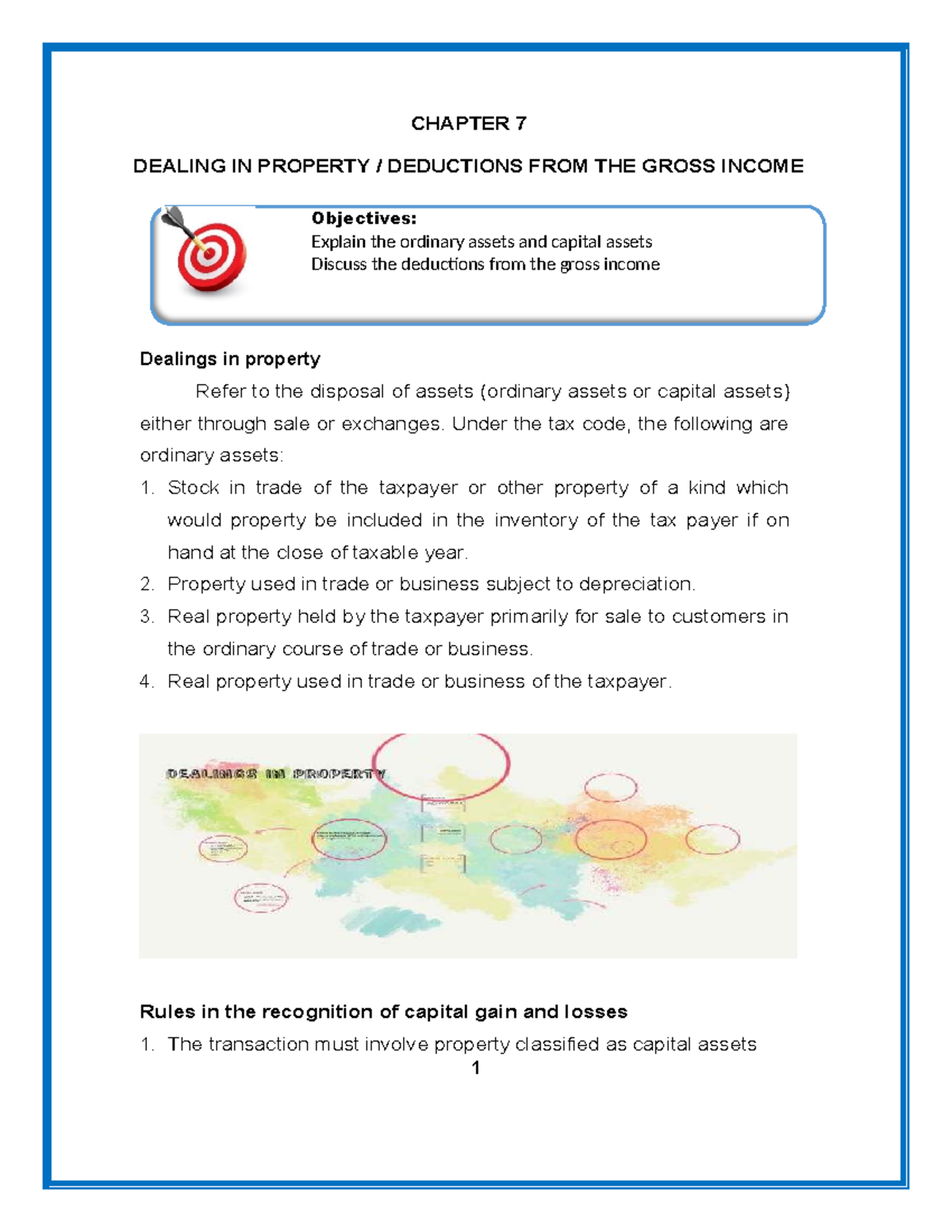 CBTAX 01 - Chapter 7: Property Deductions from Gross Income - Studocu
