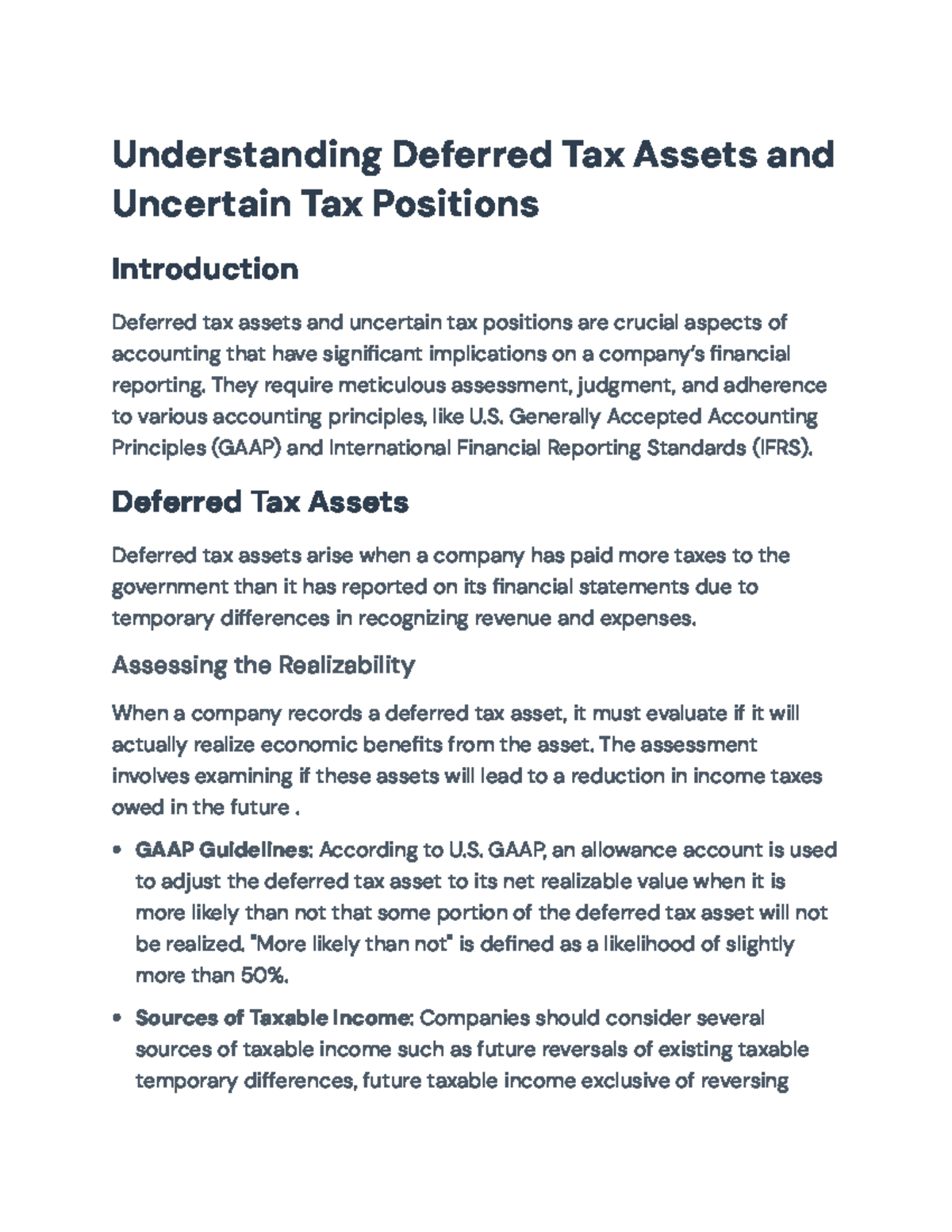 Understanding Deferred Tax Assets & Uncertain Tax Positions (Course ...