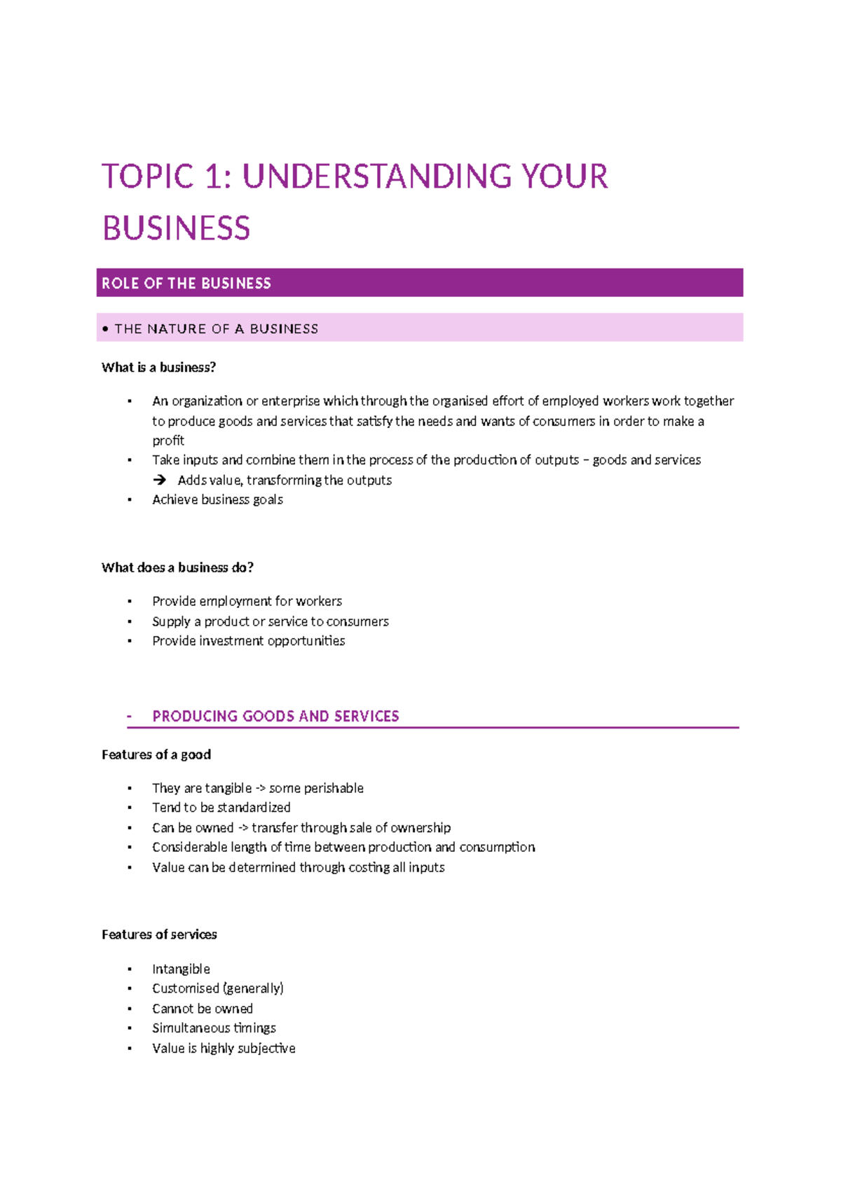 Understanding Your Business: Key Concepts and Structures (BUS101) - Studocu