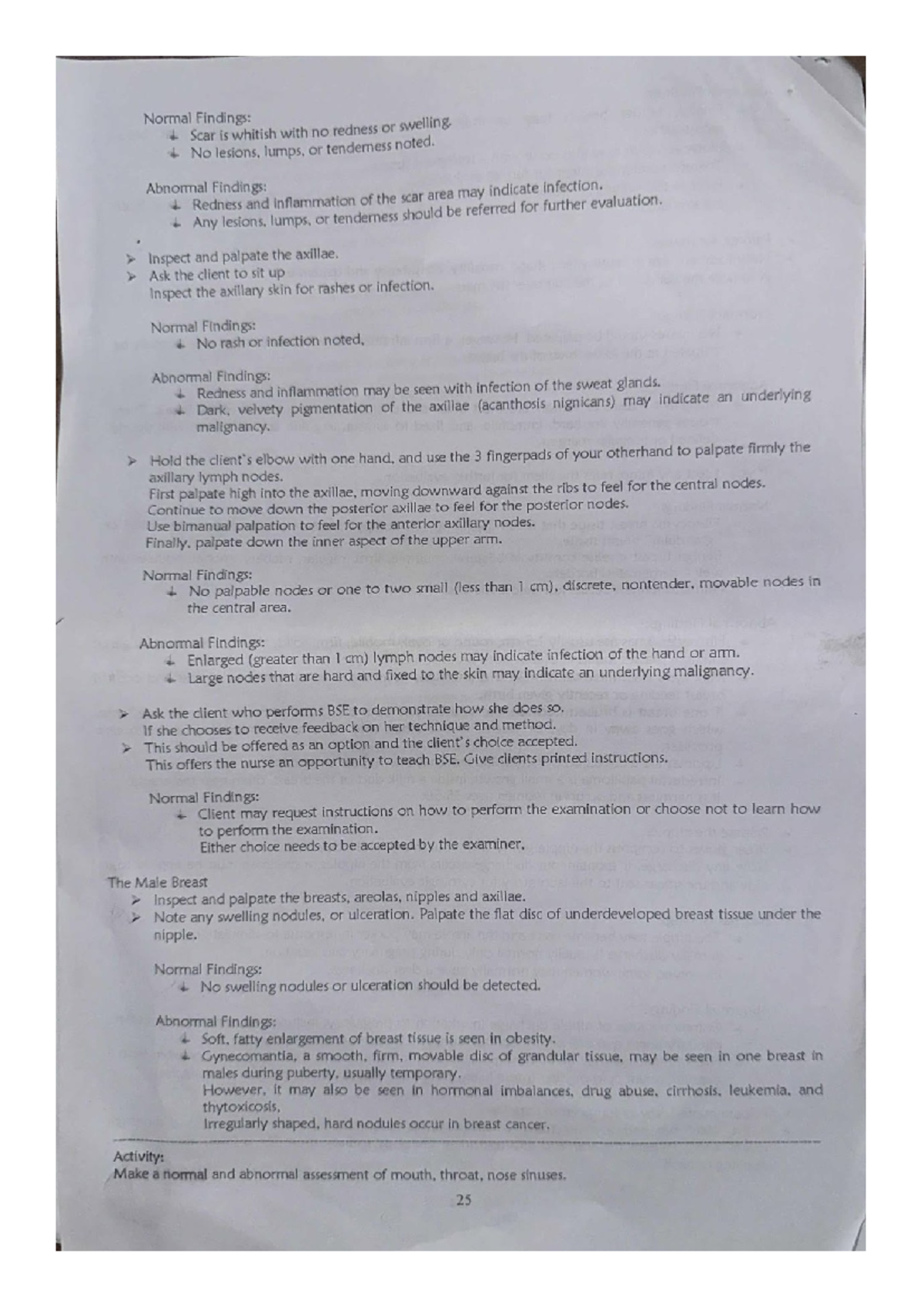Health Assessment Module Semi-Final Exam: Normal & Abnormal Findings ...
