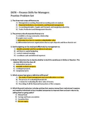 D076 Study Guide - Finance Skills for Managers - Course Overview ...