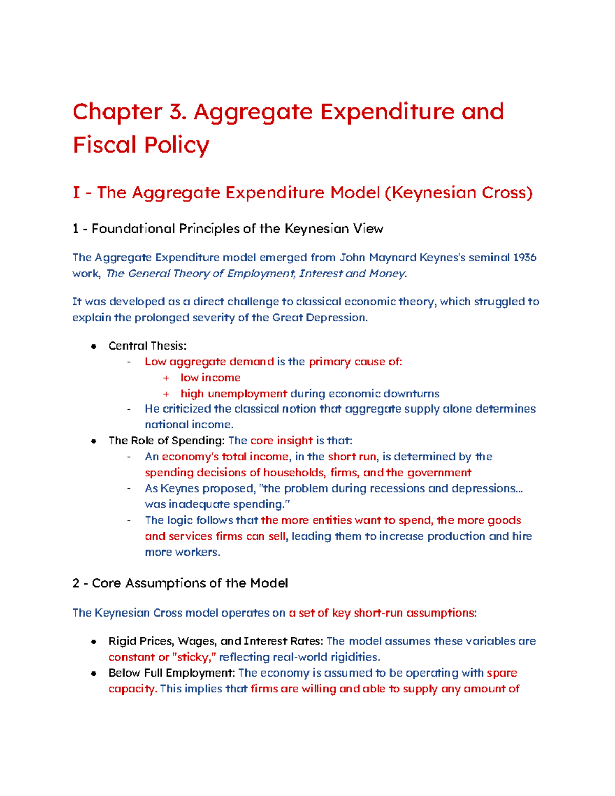 Macroeconomics - Chapter 3: Aggregate Expenditure & Fiscal Policy Notes ...