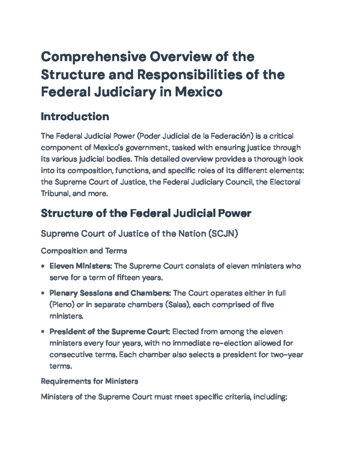 Comprehensive Overview of the Federal Judiciary in Mexico ...