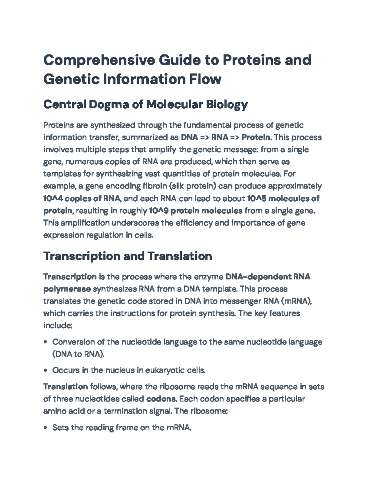 Comprehensive Guide to Protein Synthesis & Genetic Info Flow (BIO101 ...