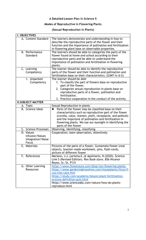 Detailed Lesson Plan on Cellular Reproduction: Mitosis & Meiosis (Sci 7 ...