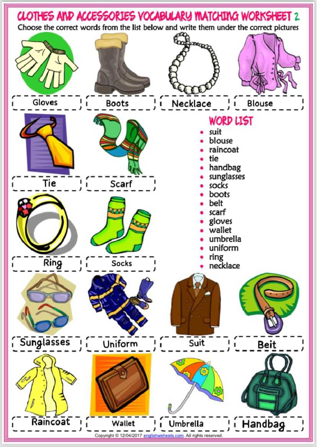 Homework - Dress and Clothing Vocabulary Activities - Studocu